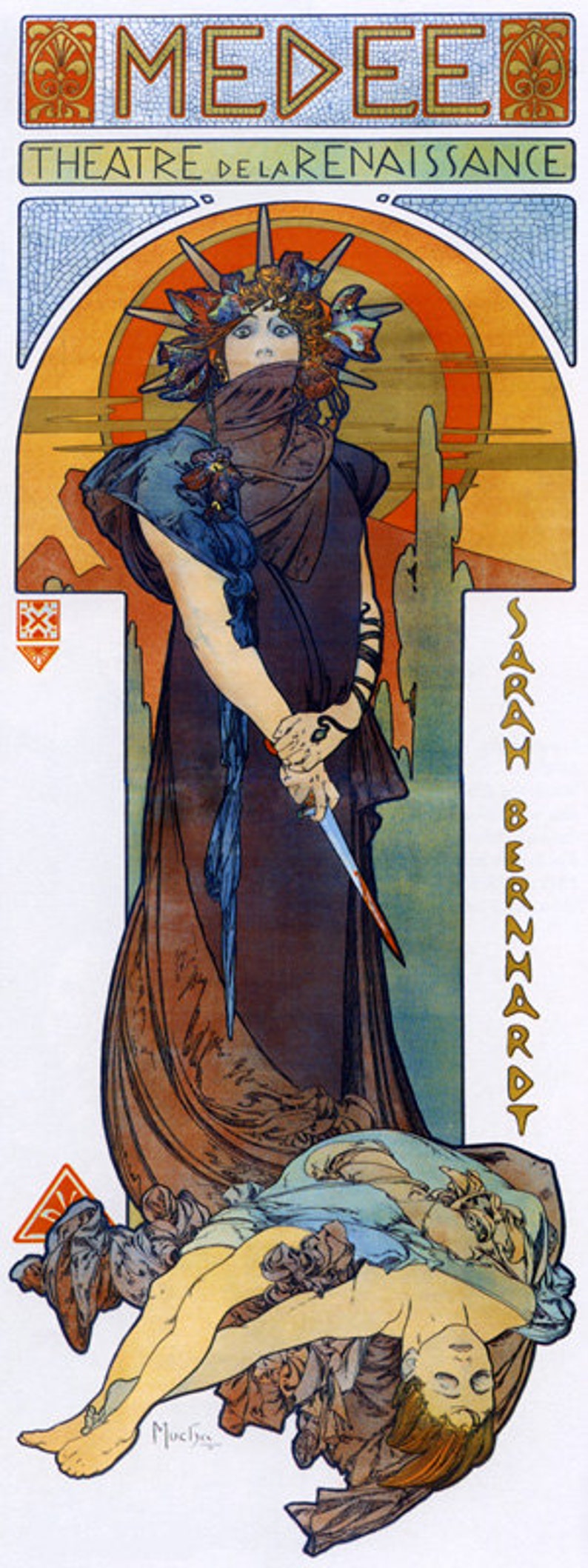 Mucha Medee Medea Sarah Bernhardt Theater Show by Alphonse - Etsy UK