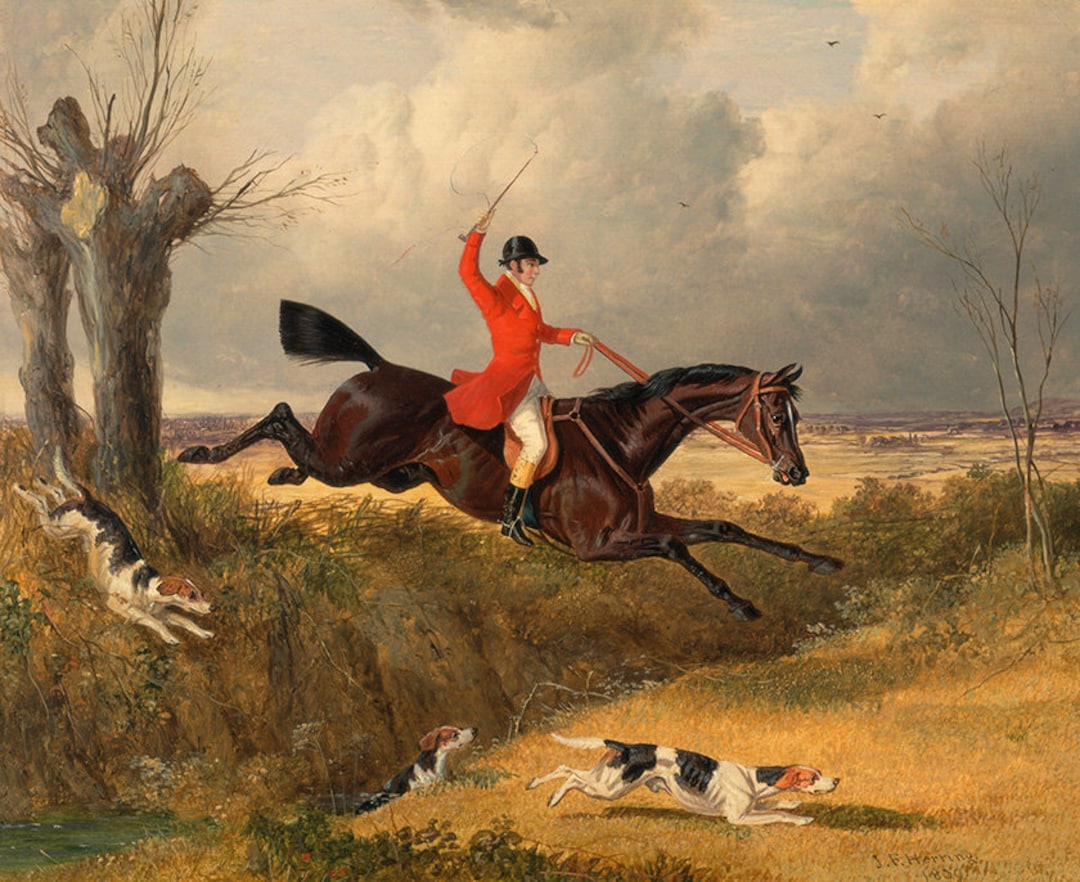 John Frederick Herring Horse Dogs Fox Hunting Clearing a Ditch Amazing ...