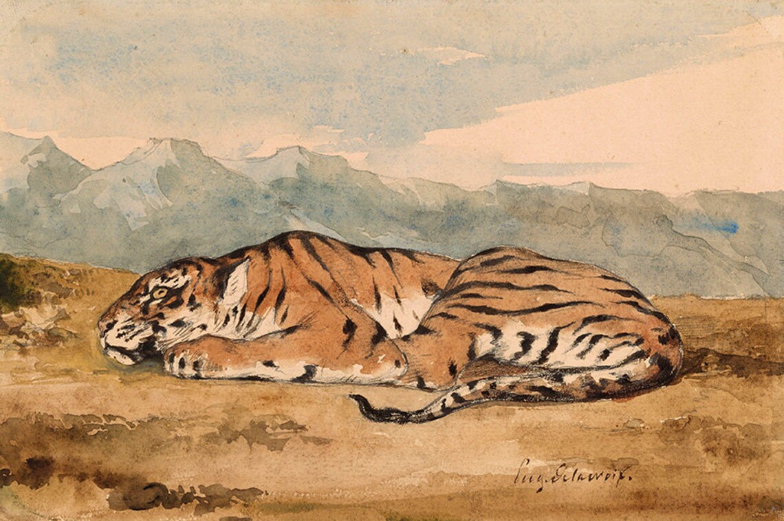 Eugene Delacroix Royal Tiger Animal Portrait Amazing Quality Repro on ...