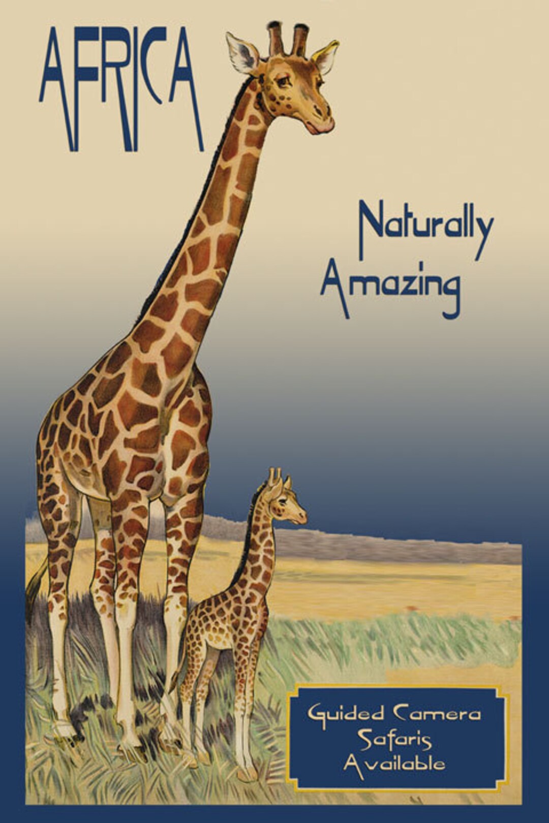 Africa Giraffe Naturally Amazing Animal Safaris Travel Tourism Vintage ...