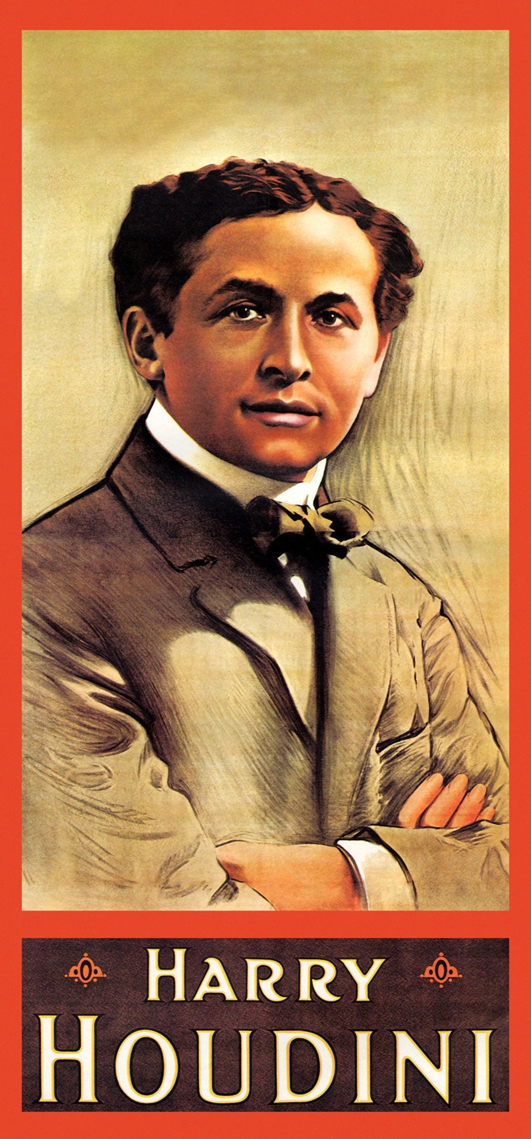 Harry Houdini Portrait Magician Escape Artist Illusionist Magic Vintage ...