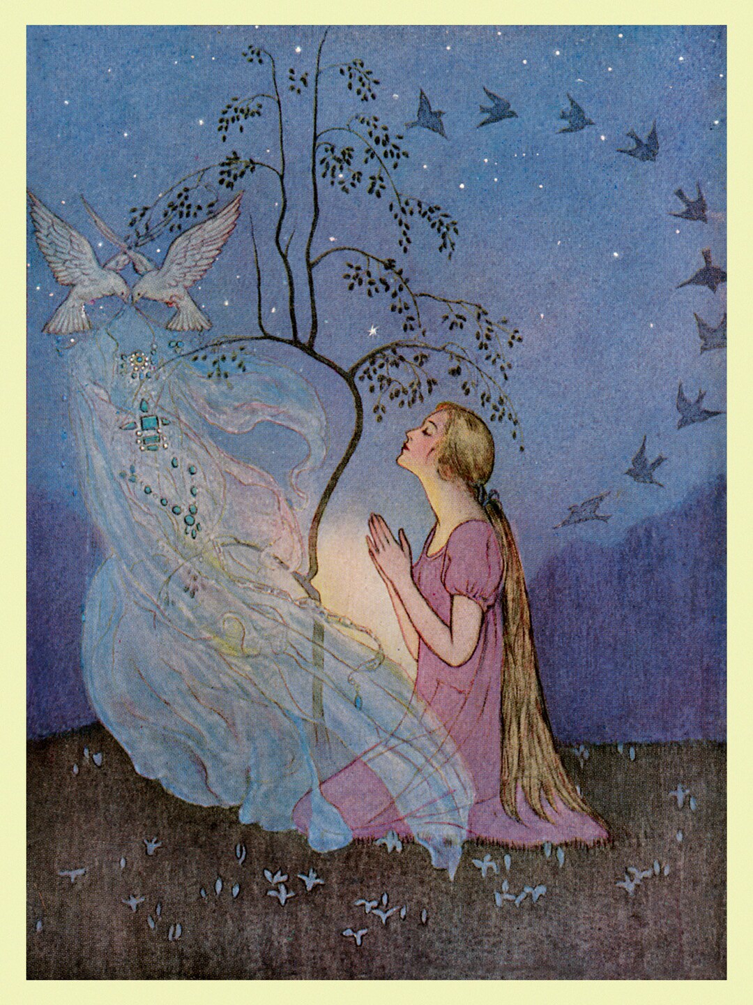 Poster Cinderella Praying to Her Mother's Spirit in Tree Fairy Tale ...