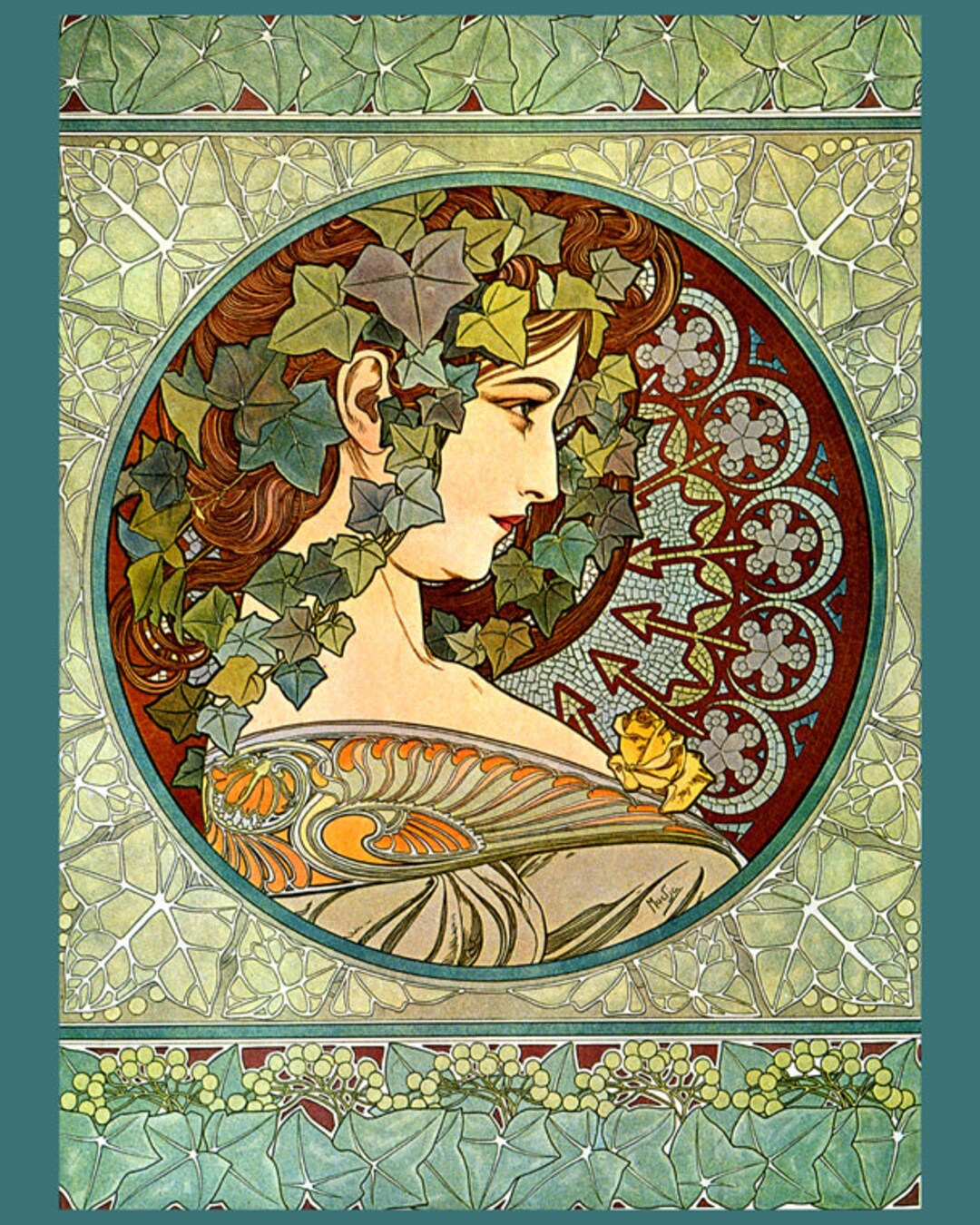 Mucha 16" X 20" Fashion Lady Ivy Looking Right by Alphonse Mucha Poster ...