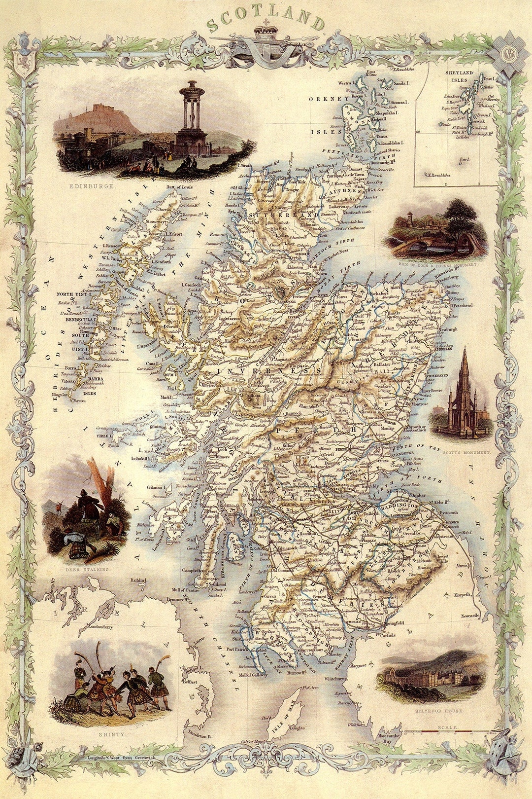 1800's Scotland Edinburgh Shinty Isle of Man Perth Aberdeen Deer Hunt ...