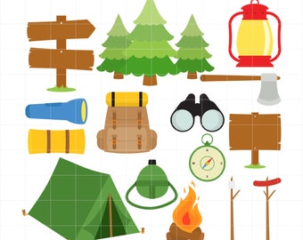 Watercolor Camping Clipart Nature Forest Marshmallow - Etsy