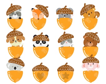 Acorns Digital Clipart Moveable PNG Pieces - Etsy