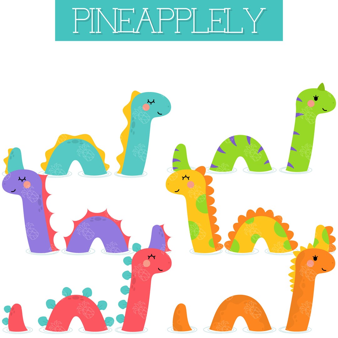 Cute Sea Monsters, Colorful Sea Creature, Mythical Dragons Digital Clip ...