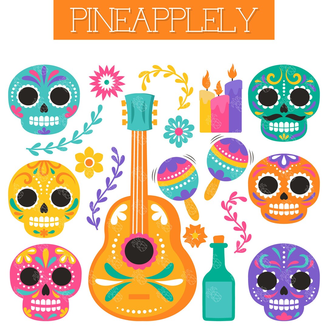 Dia De Los Muertos, Mexican Holiday, Sugar Skulls Digital Clip Art for ...