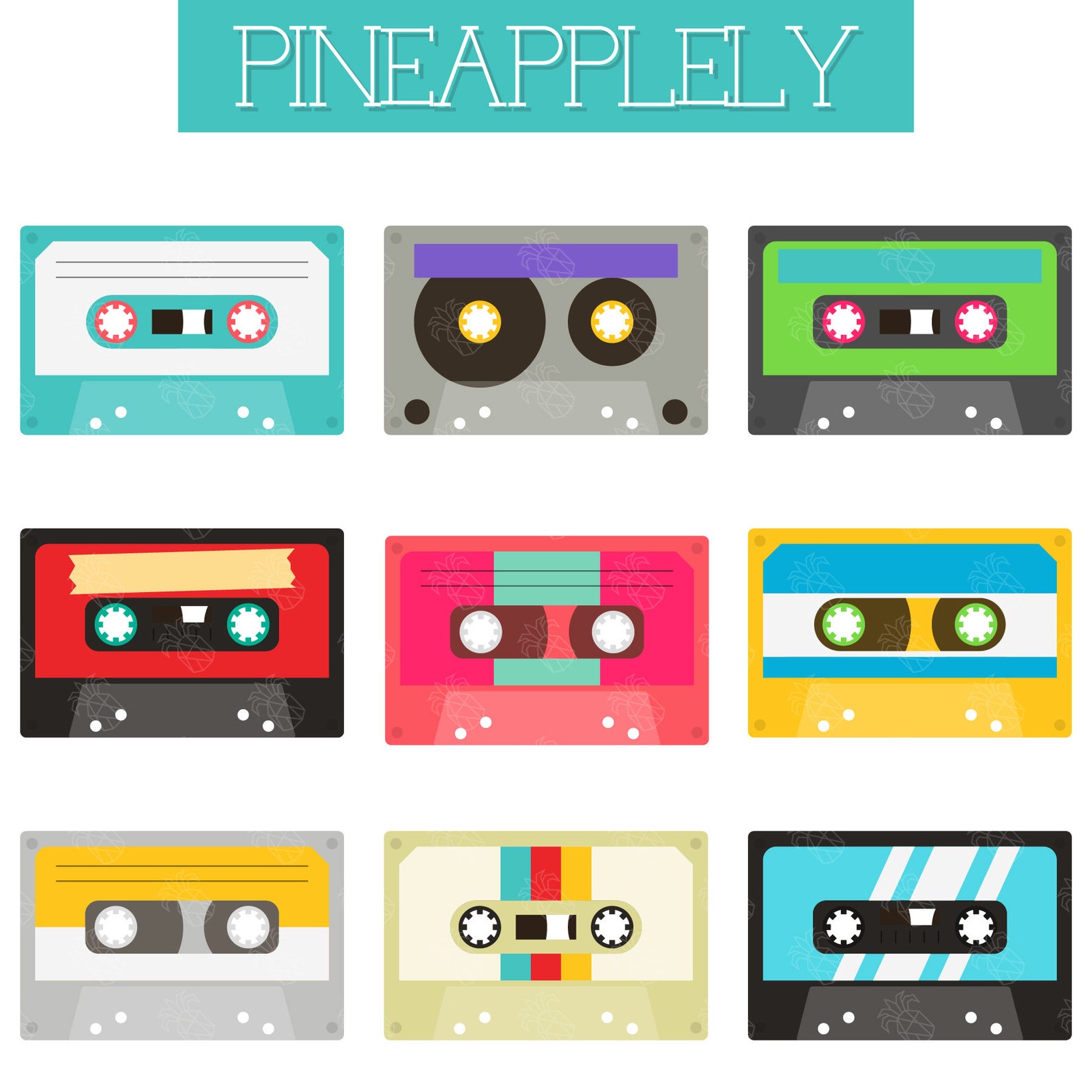 Retro Cassette Tapes Collection, Music Lover Digital Clip Art for ...