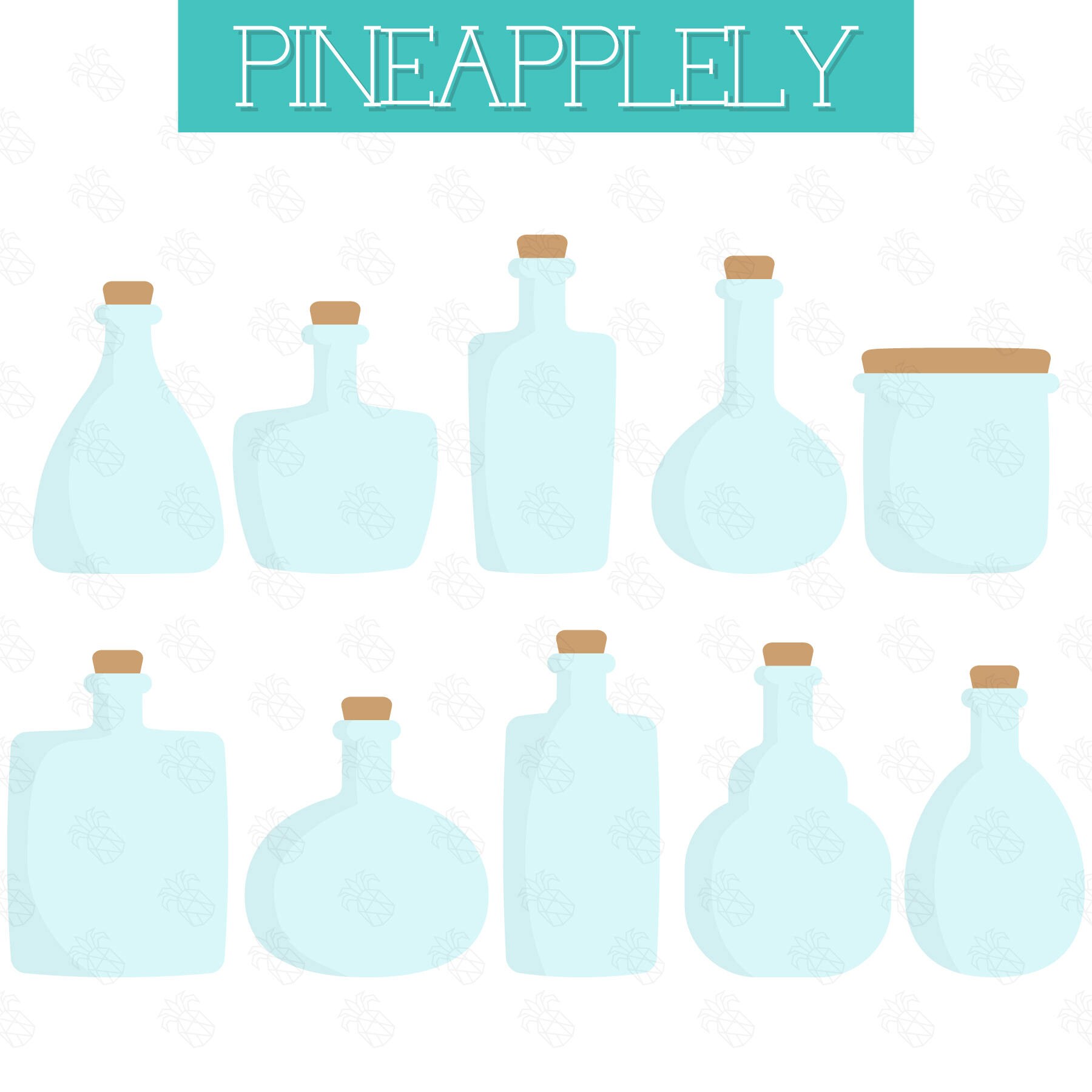 Empty Cute Bottle Collection Digital Clip Art for Planner Stickers ...