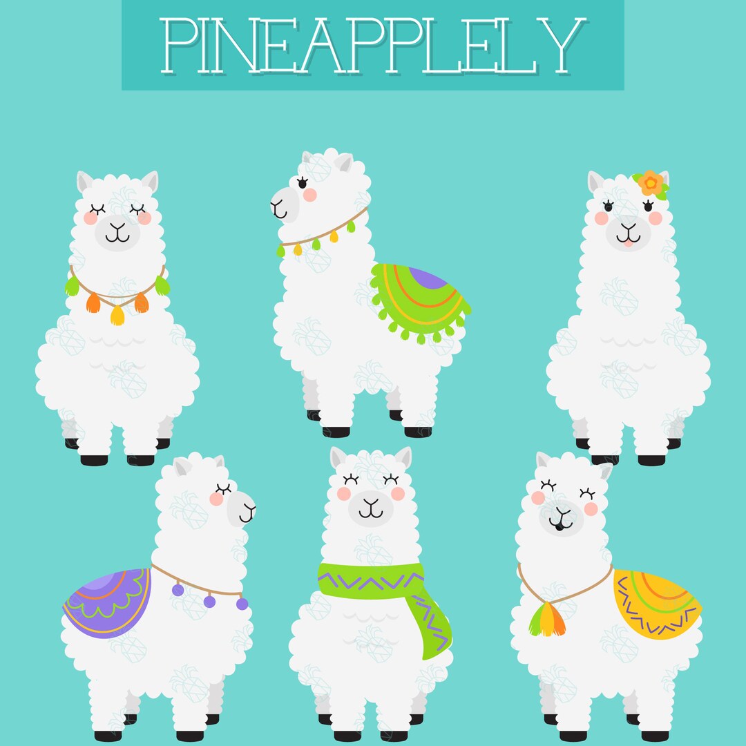 Fluffy Alpacas Digital Clip Art for Sticker Planners, Scrapbooking, Art ...