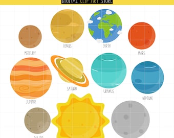 Astronauts, Outerspace, Planets, Galaxy, Solar System Digital Clip Art ...