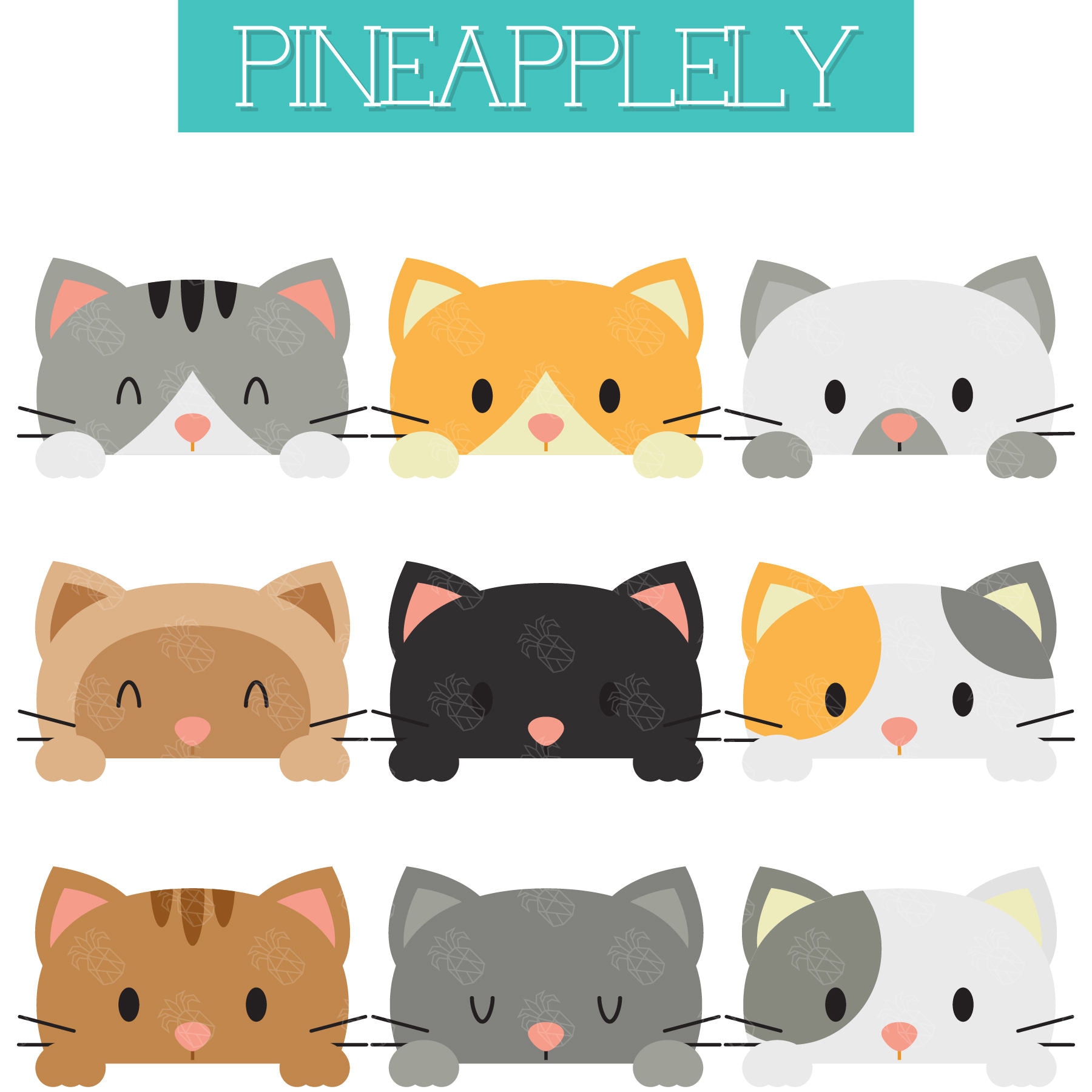 Peeking Cats, Peeping Kitties, Cute Kittens Digital Clip Art for ...