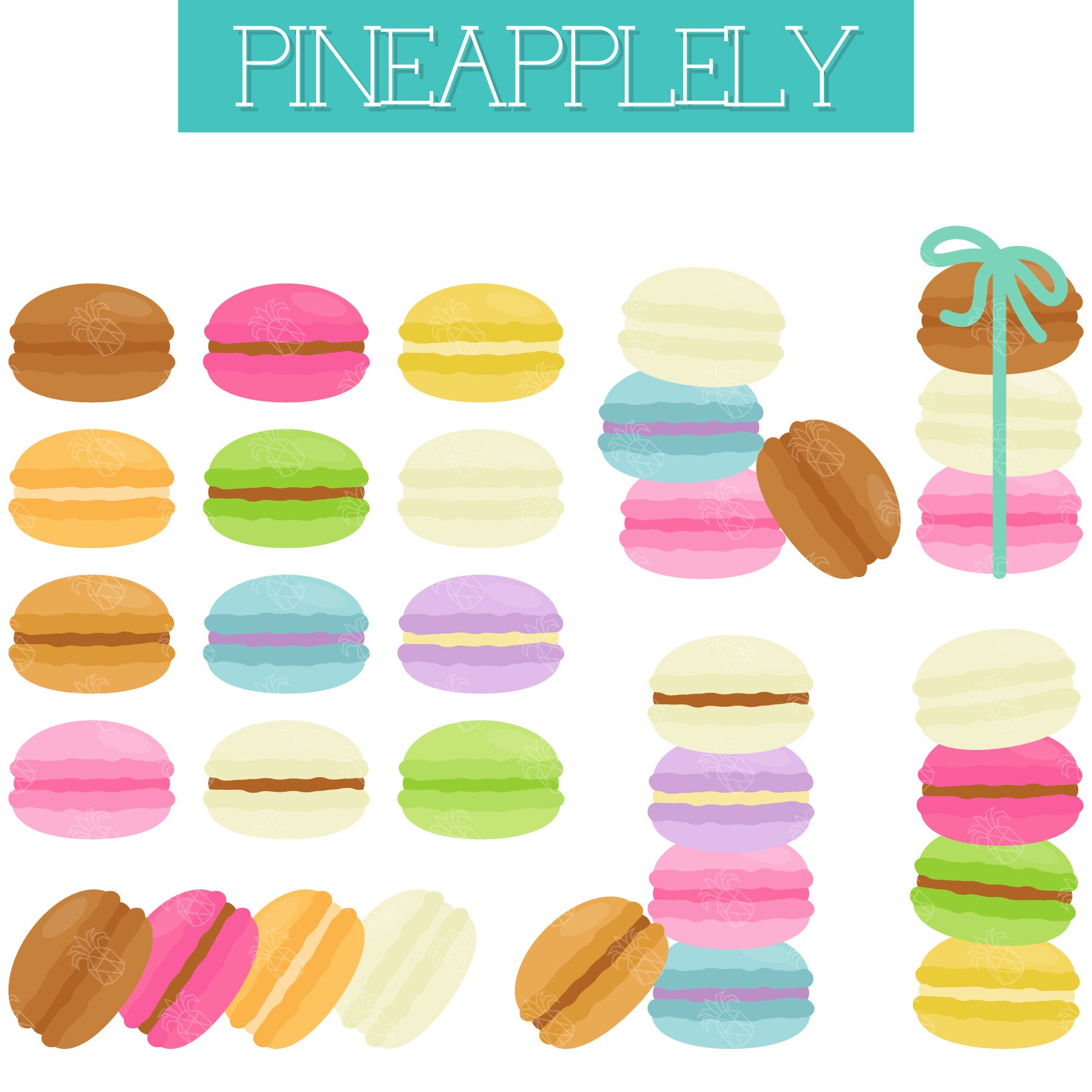 Sweet Macaron, French Dessert Digital Clip Art for Planner Stickers ...