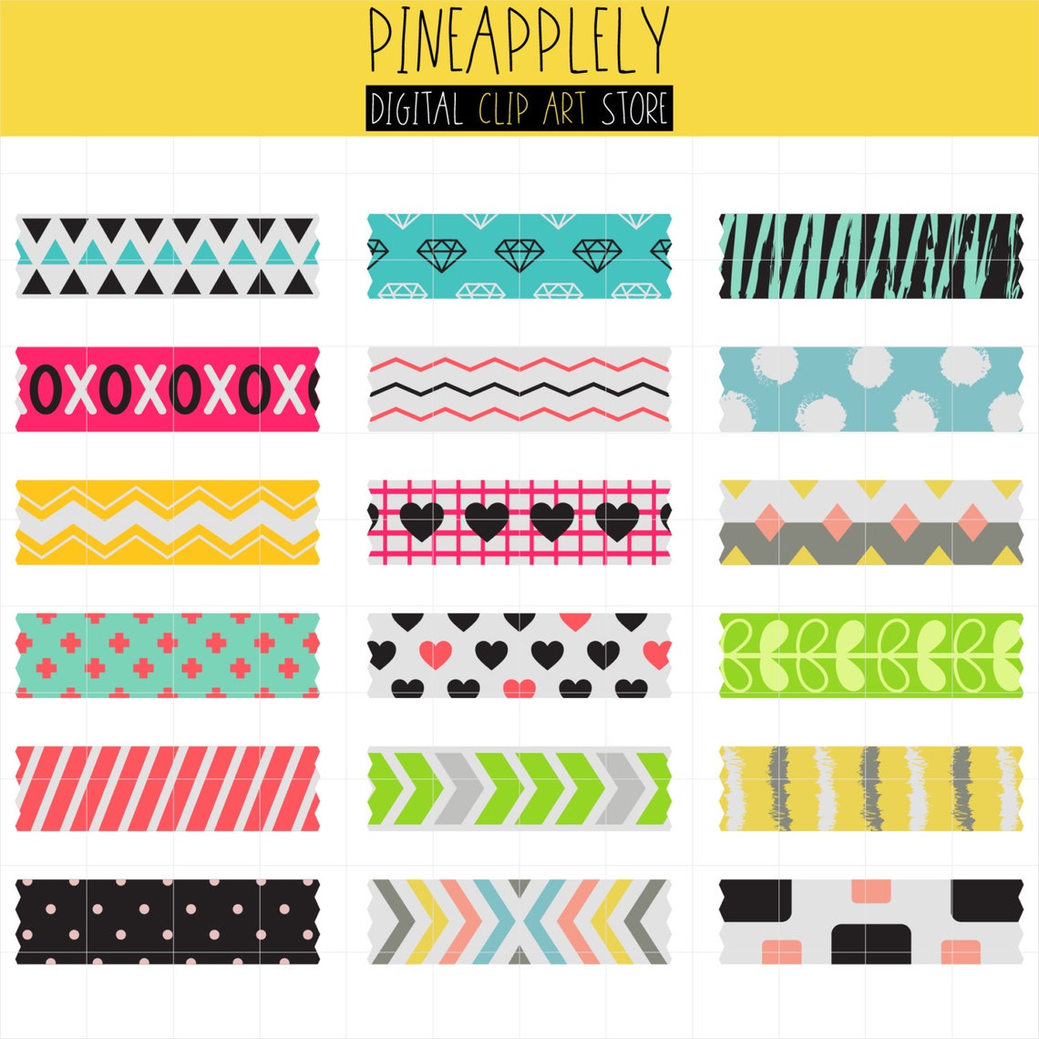 Decorative Washi Tapes Set Digital Clip Art for Planner Stickers ...