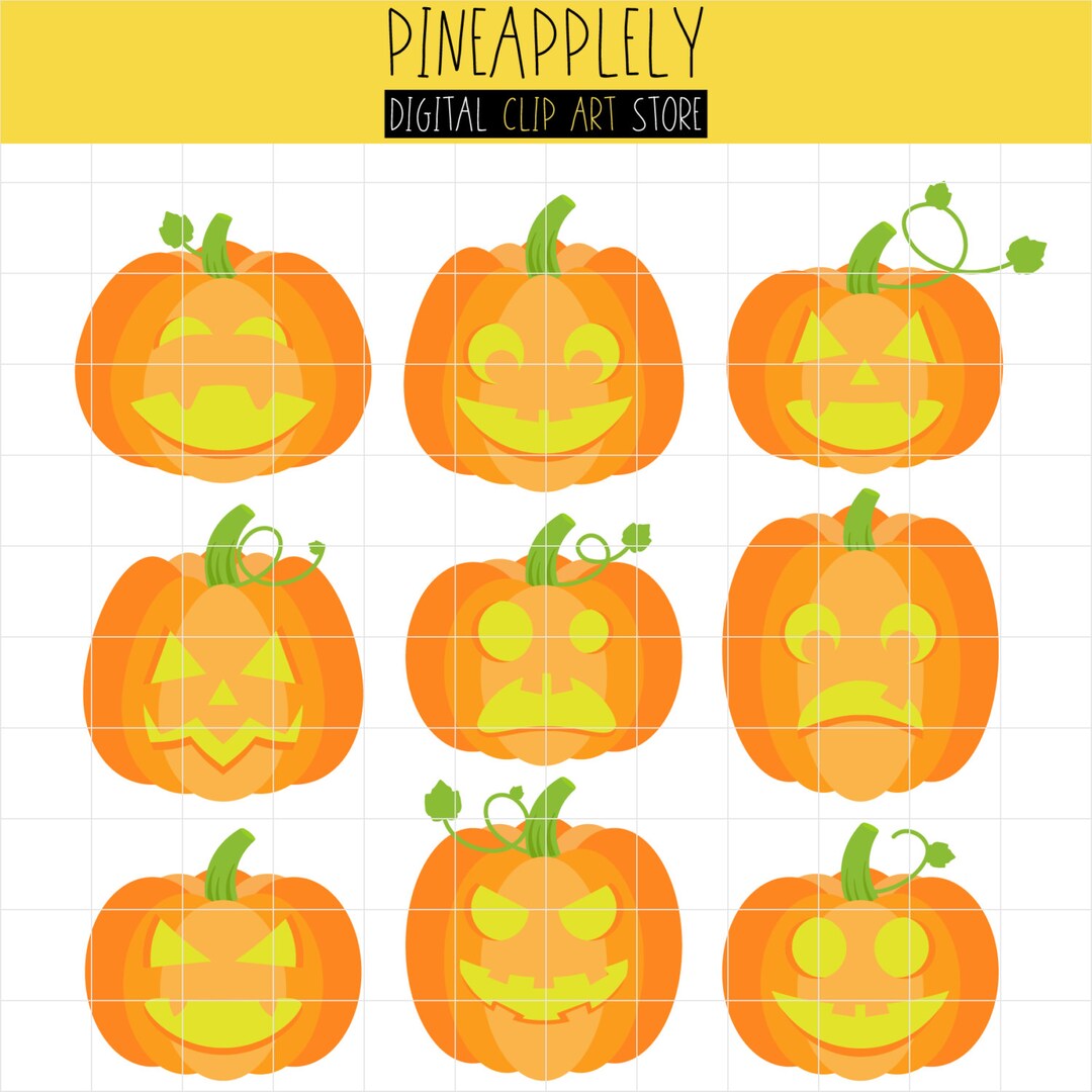 Jack O' Lanterns, Pumpkin Patch, Harvest, Halloween Party Digital Clip ...