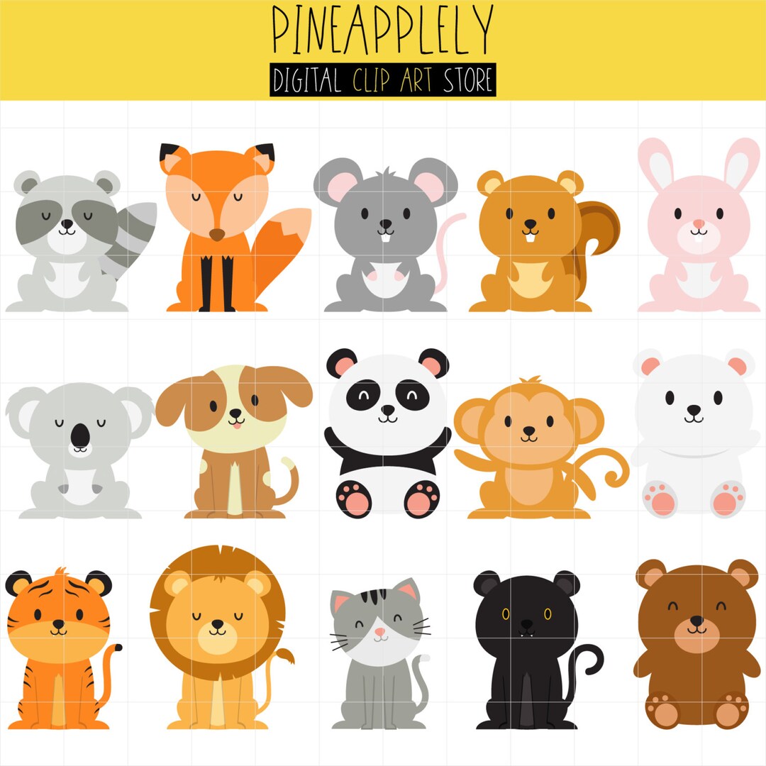 Cute Animal Set, Forest Animals, Safar Adventure Digital Clip Art for ...