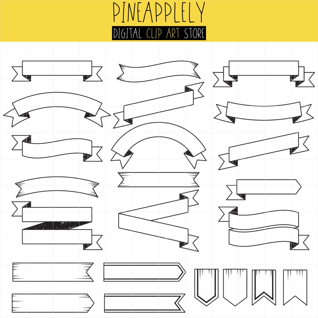 Ribbon Doodles, Decorative, Style Banner, Logo Design Digital Clip Art ...