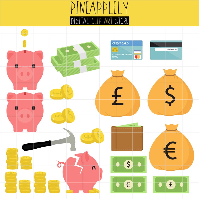 Saving Money, Piggy Bank, Credit Card, Shopping, Paper Money Bills ...