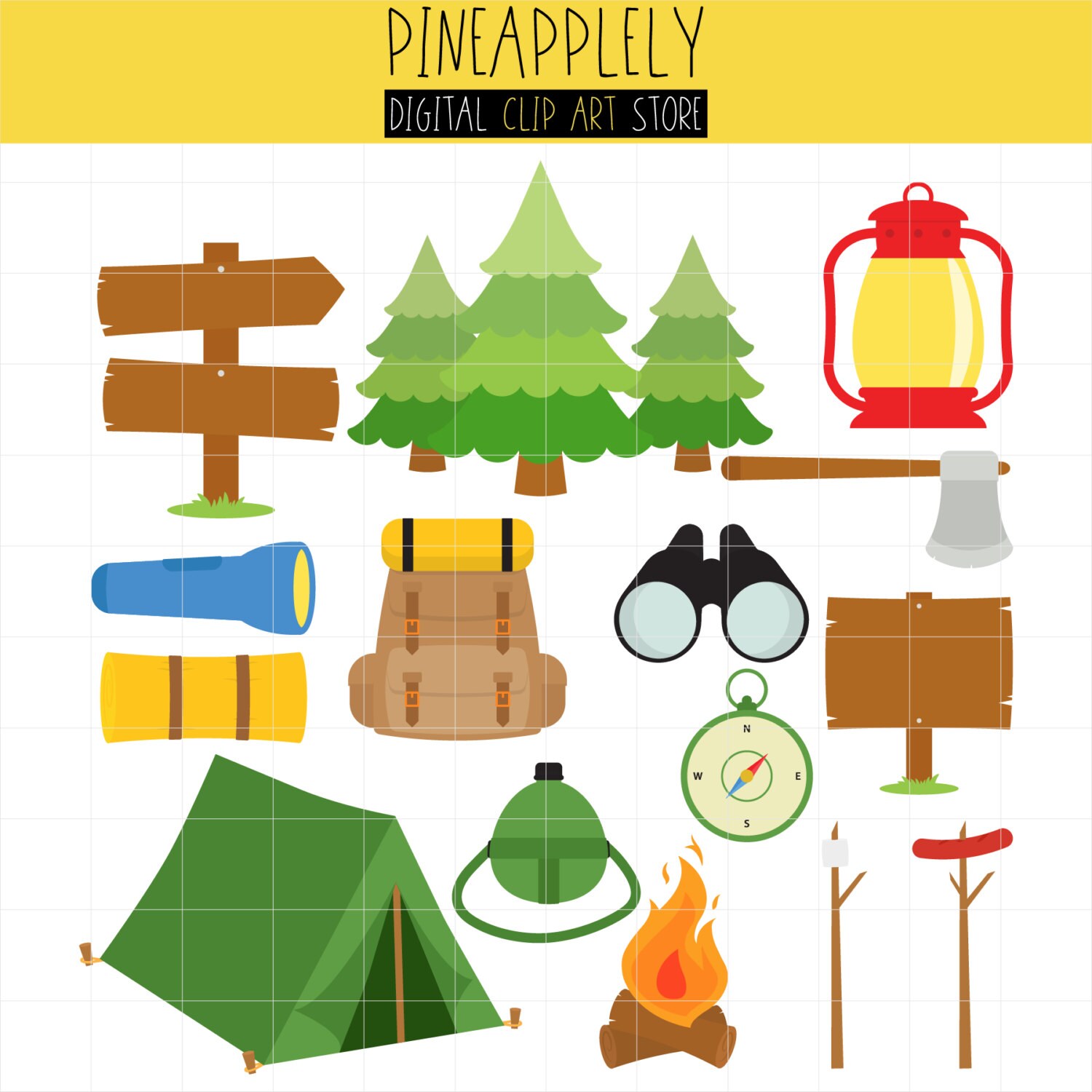 Camping Fun, Outdoor Adventure, Bonfire, Forest, Wild Life Digital Clip ...