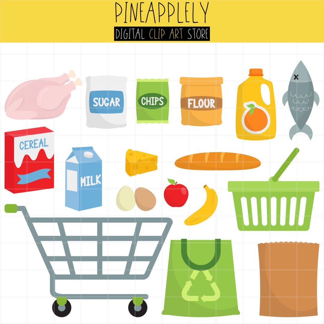 Grocery Shopping, Supermarket, Produce, Errand, Food Digital Clip Art ...