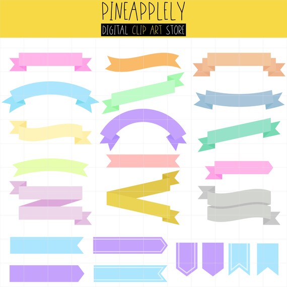 Pastel Color Ribbons Decorative Style Banner Logo Design | Etsy