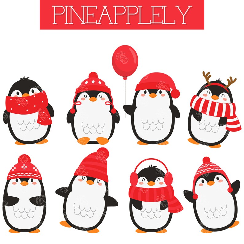 Christmas Penguins, Christmas Season, Winter Digital Clip Art for ...