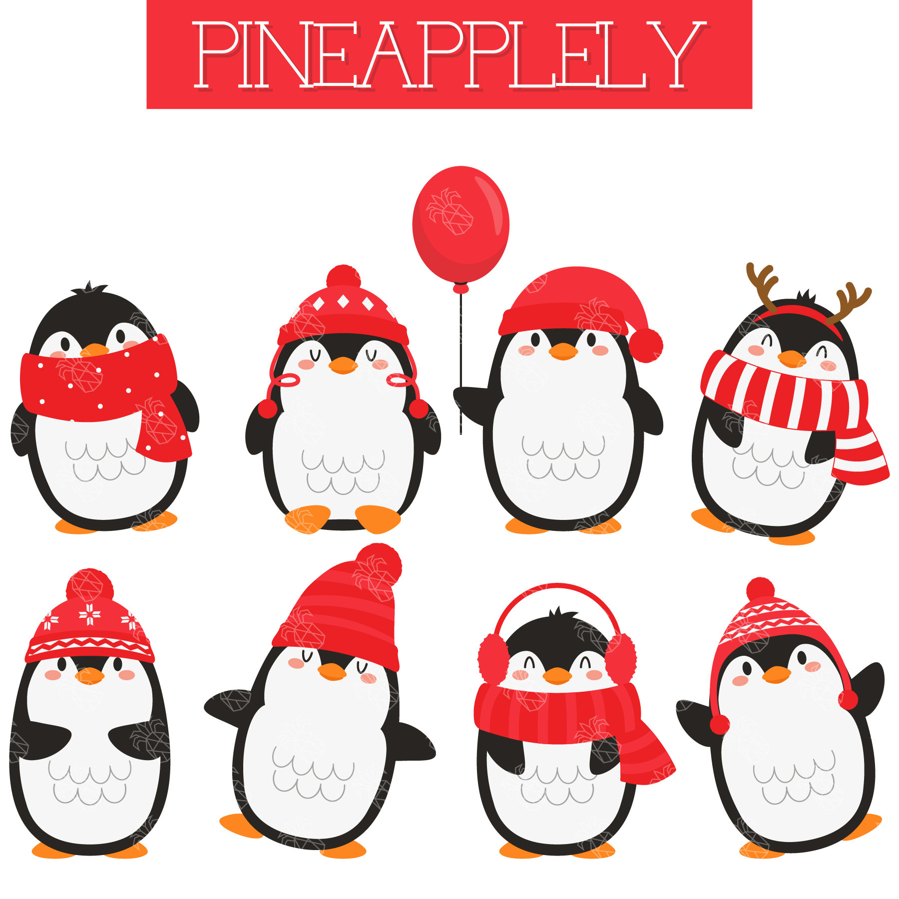 Christmas Penguins, Christmas Season, Winter Digital Clip Art for ...