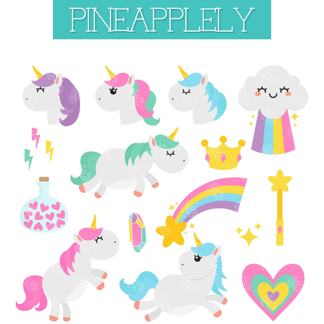 Magical Unicorn, Fairy Tale, Pretty Horse Digital Clip Art for Sticker ...