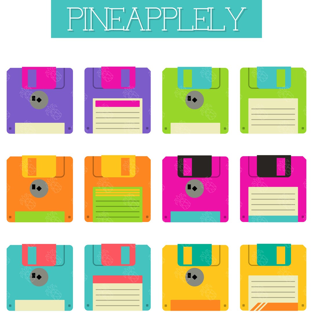 Colorful Floppy Disks, Retro Diskettes Computer Digital Clip Art for ...