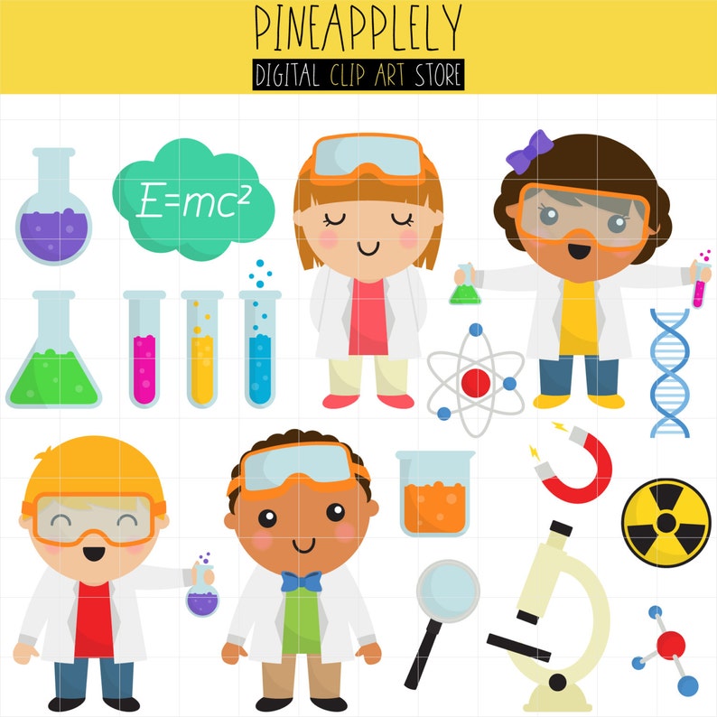 Cute Scientists, School is Cool, Fun Science Digital Clip Art for ...