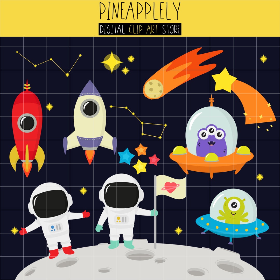 Astronauts, Outerspace, Planets, Galaxy, Solar System Digital Clip Art ...