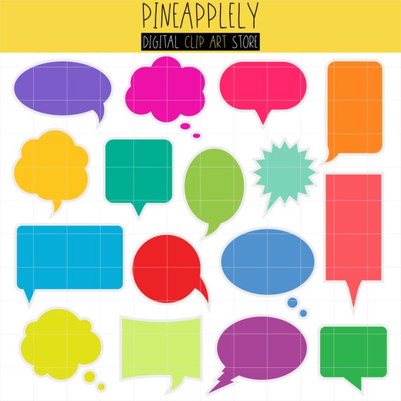 Colorful Speech Bubbles Dialogue Box Word Clouds Comic | Etsy