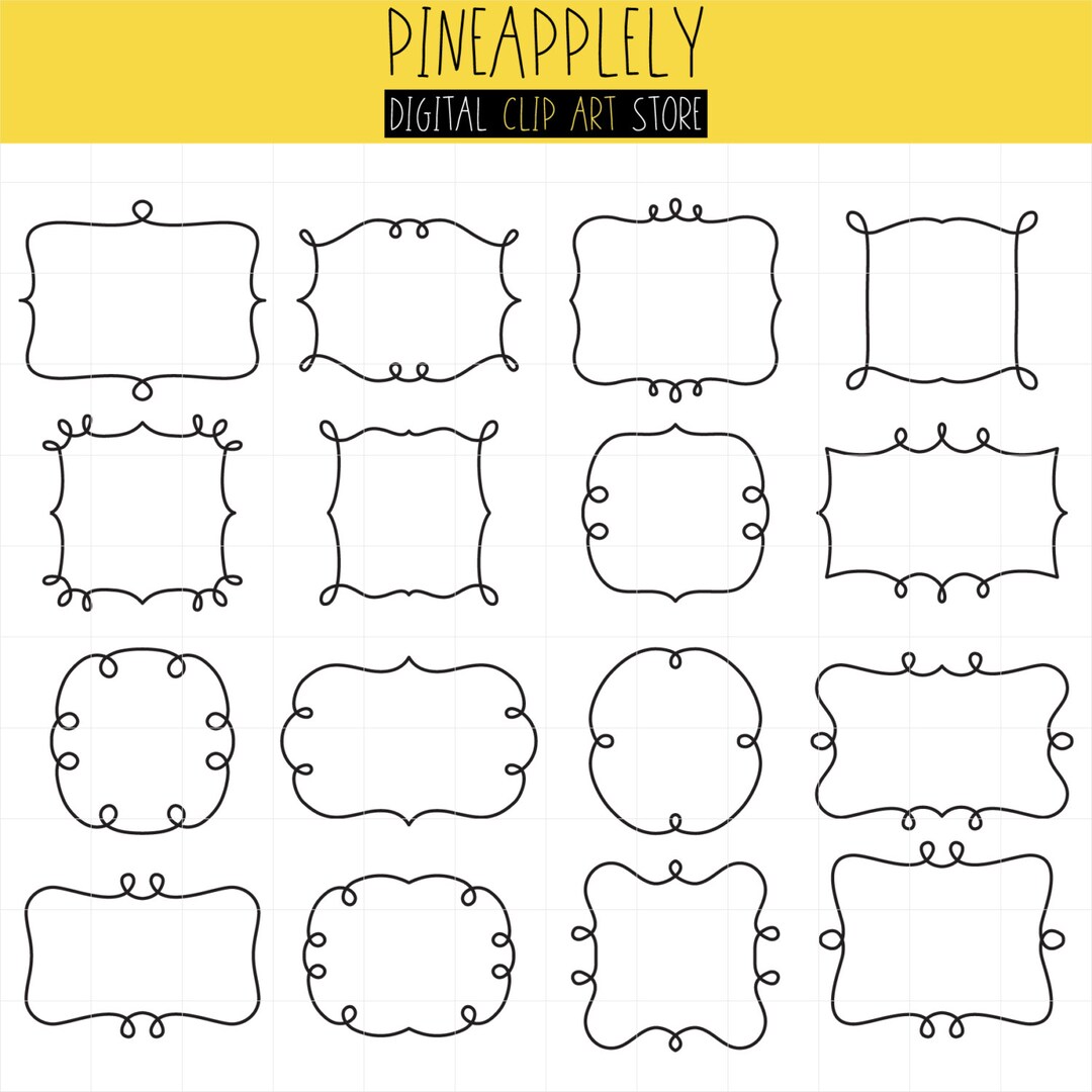 Curly Frames, Logo, Banner, Lettering, Calligraphy, Doodles, Sketch ...