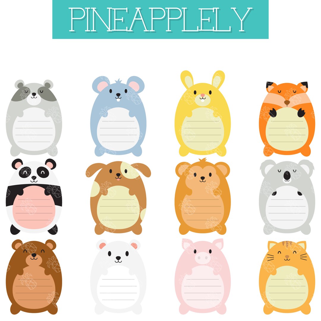 Cute Animal Memo Pads, Note Pads Digital Clip Art for Planner Stickers ...