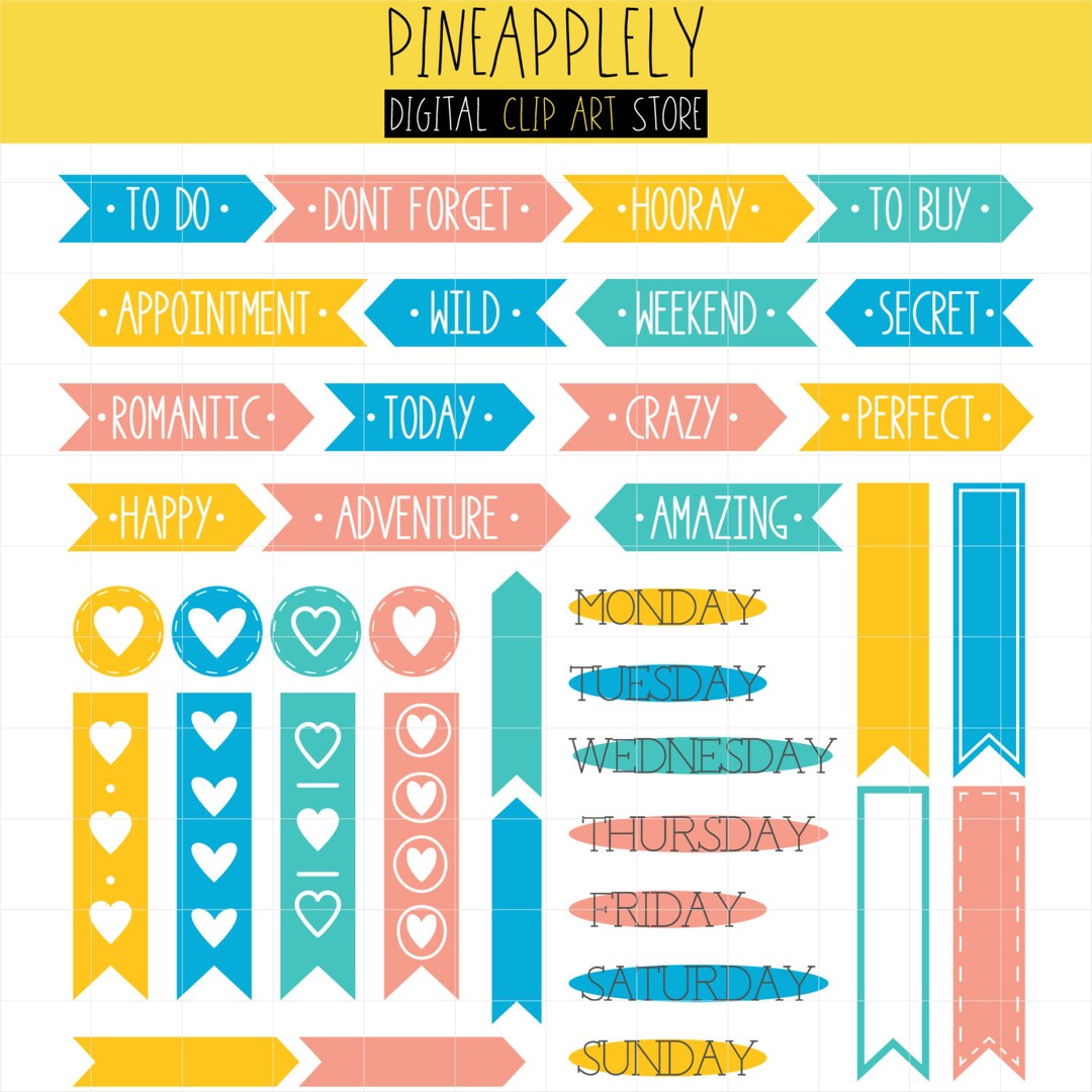 Planner and Scrap Booking Labels and Tags Digital Clip Art for Planner ...