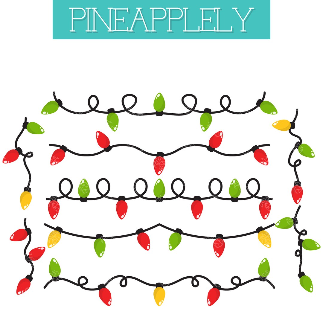 Christmas Lights, Holiday String Decorations Digital Clip Art for ...