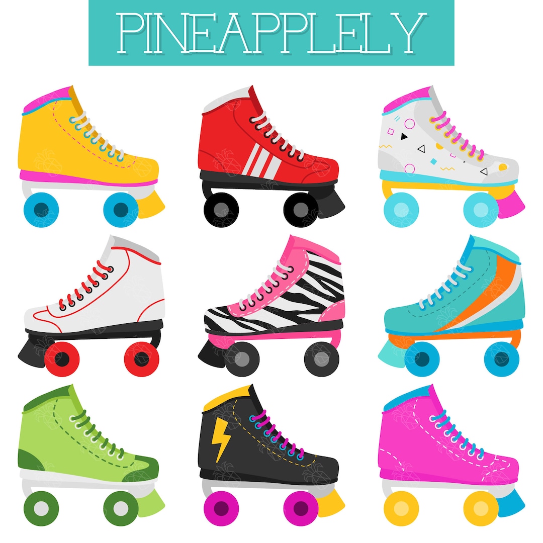 Cute and Colorful Roller Skate Collection Digital Clip Art for Planner ...