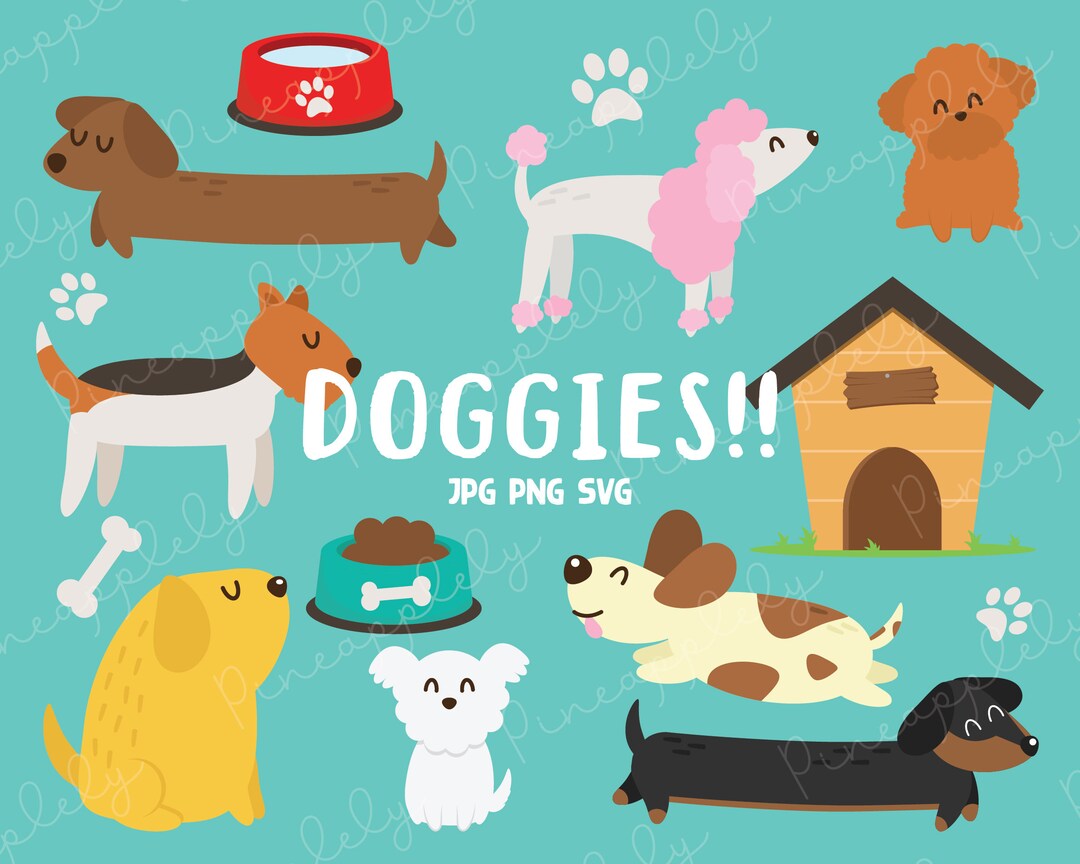 Doggies, Dogs, Pet Family Digital Clip Art for Planner Stickers ...