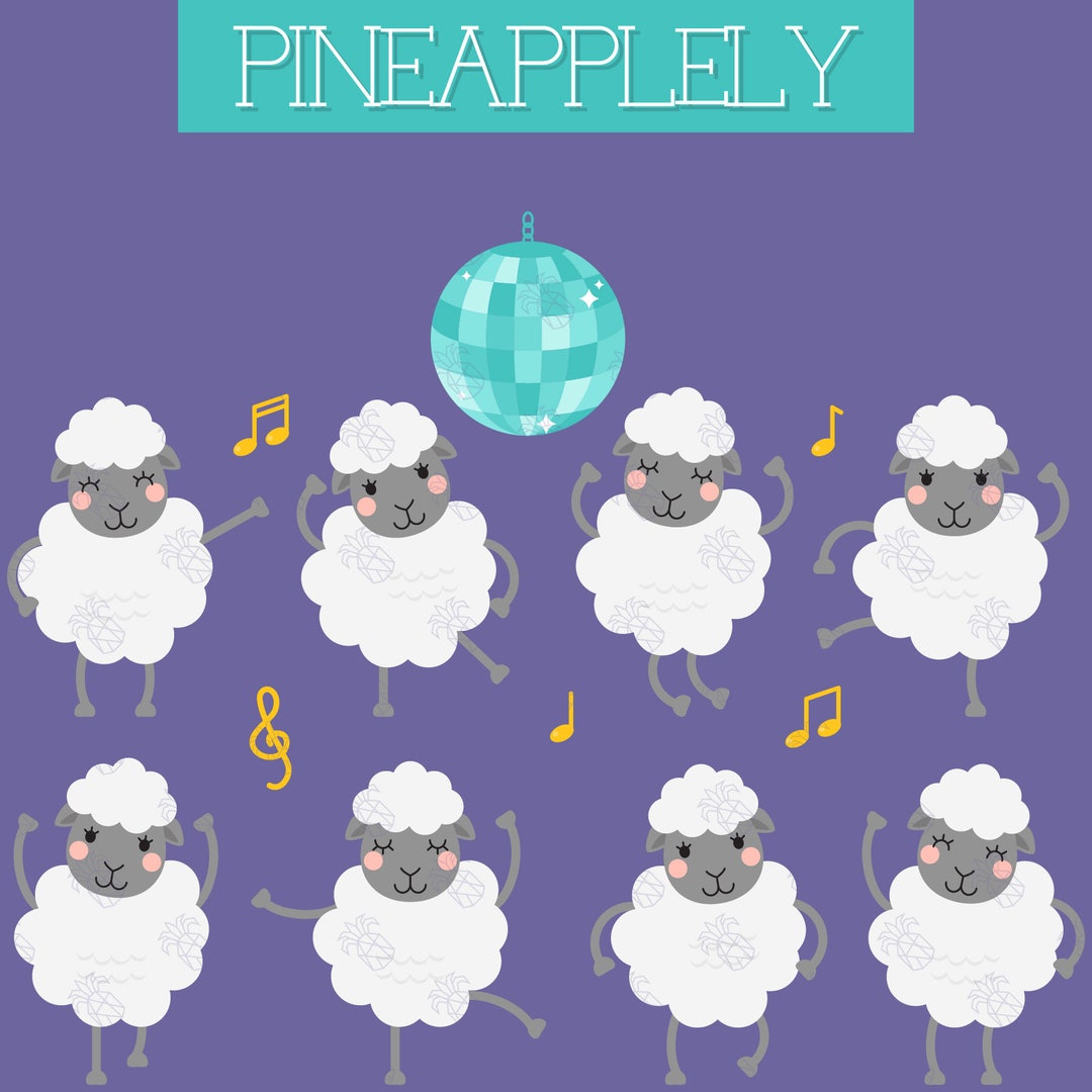 Dancing Sheep Doodles, Sketch Drawing Digital Clip Art for Planner ...
