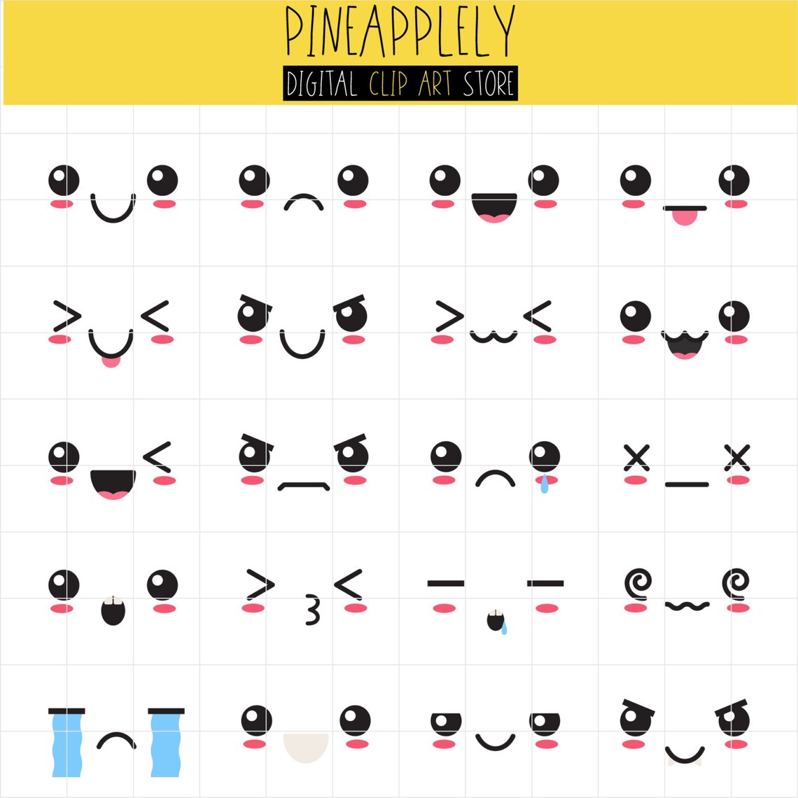 Cute Faces and Expressions, Facial Expressions, Face Digital Clip Art ...