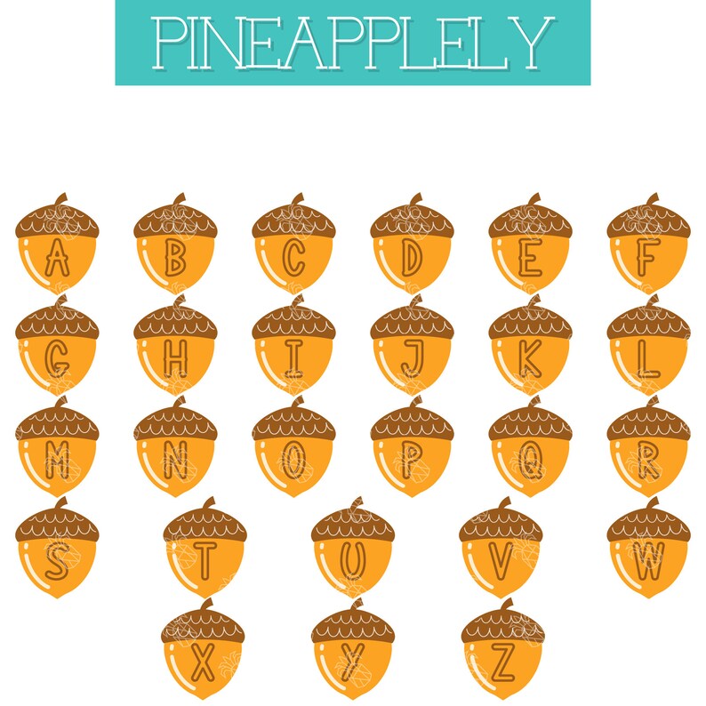 Acron Alphabet, Autumn Letters Digital Clip Art for Planner Stickers ...