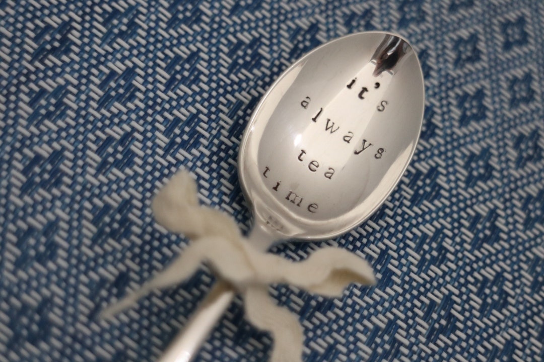 It's Always Tea Time Alice in Wonderland Quote Stamped Silver Plated ...