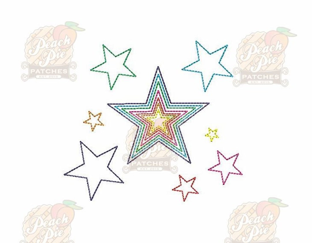 Rainbow Star Outline Machine Embroidery Design File - Etsy