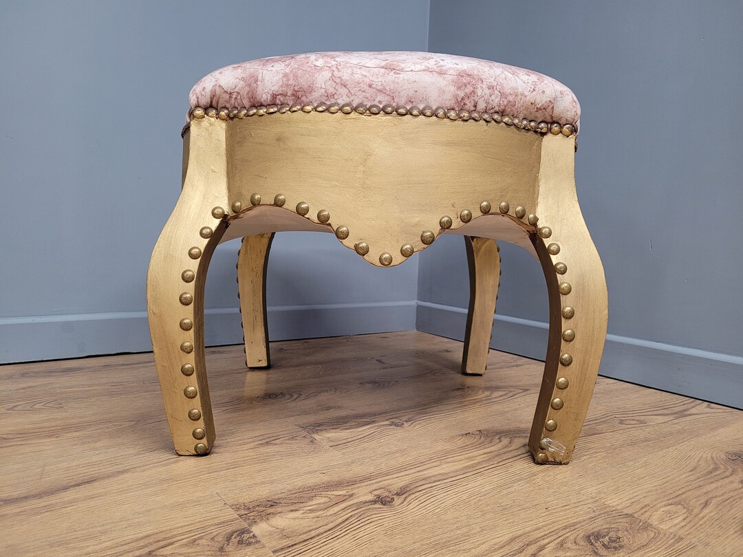 Vintage Very Large Country House Bohemian Footstool Boho Stool Gold ...