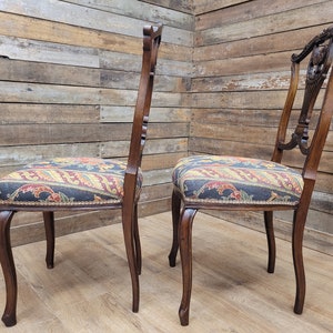 Two Antique Mahogany Carved Splat or Fiddle Back Bedroom Chairs Sprung ...