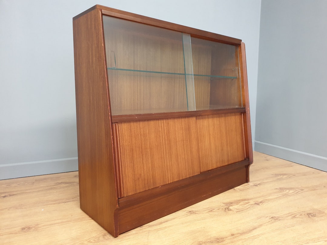 Vintage G Plan E Gomme 1950s Angled Glazed Bookcase Display Cabinet Etsy Uk