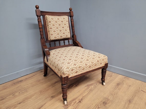 Country House Edwardian Library Chair Square Legs Ceramic Casters Antique Chair Etsy Norway