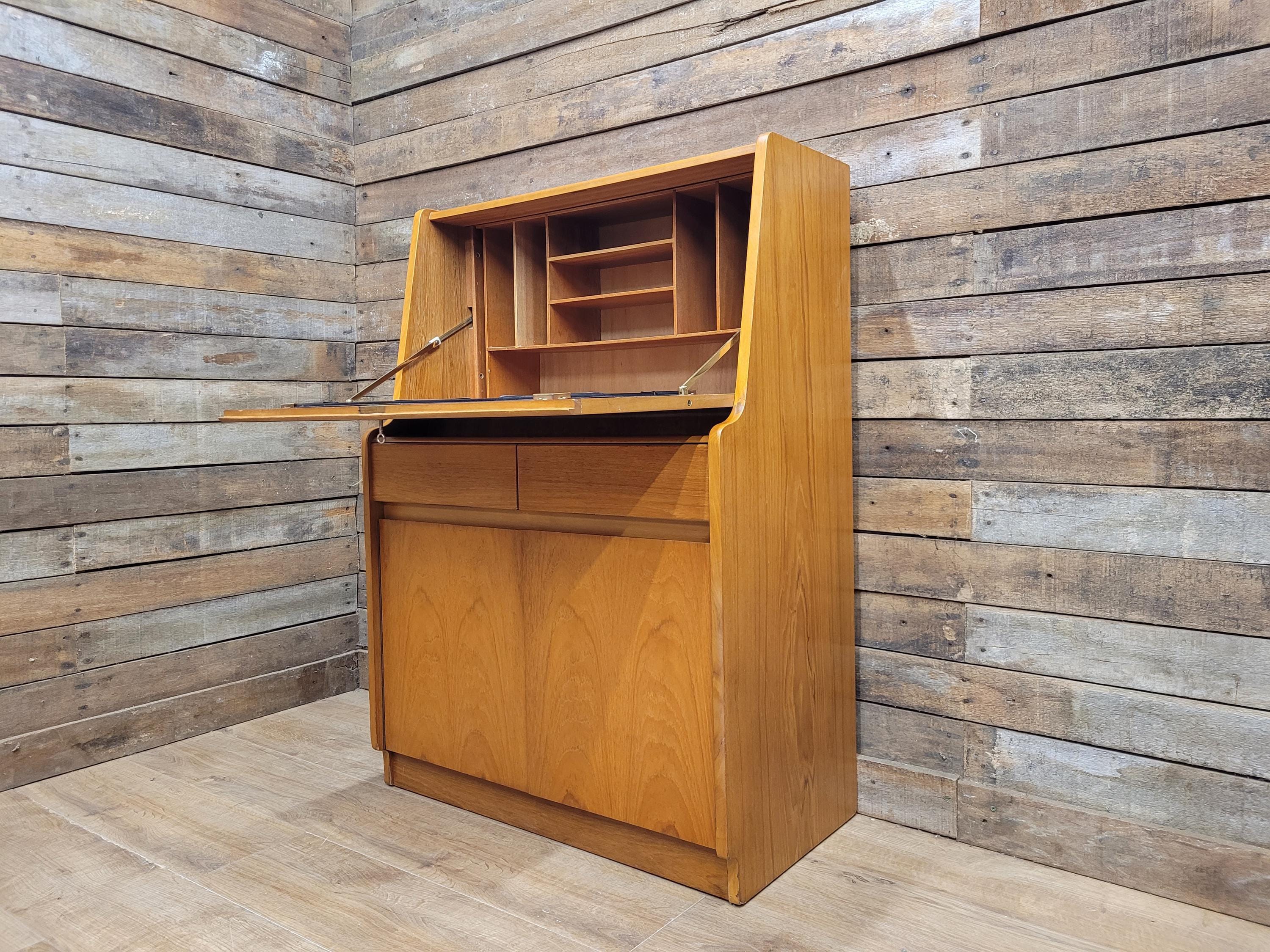Vintage Remploy Teak Bureau Writing Desk Mid Century Modern Drop Front ...