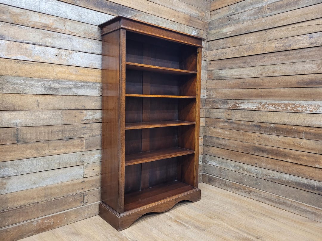Oak Vintage Bookcase Four Fixed Shelves Solicitor Style Bookcase ...